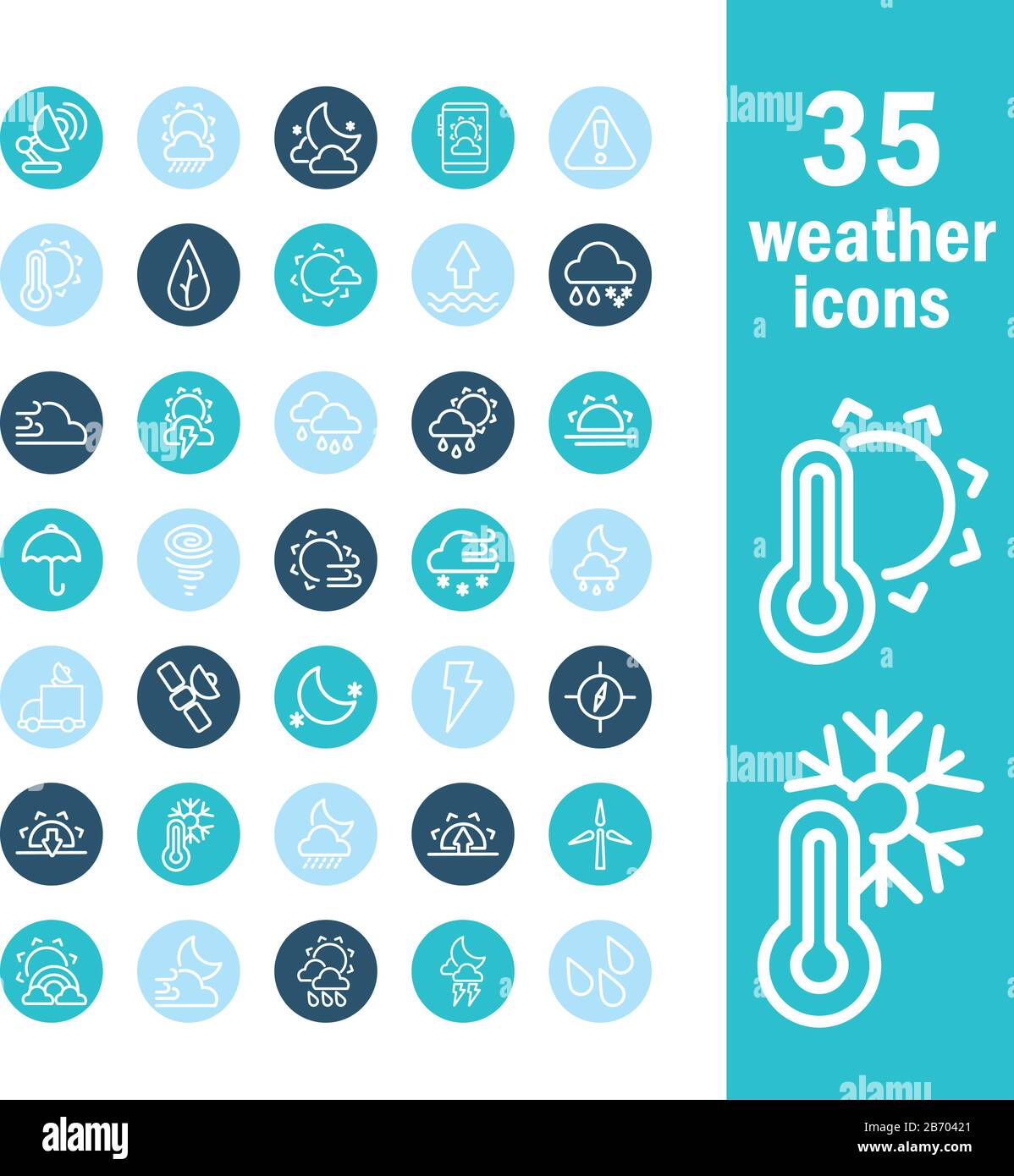 set of icons weather, block and flat style icon vector illustration ...