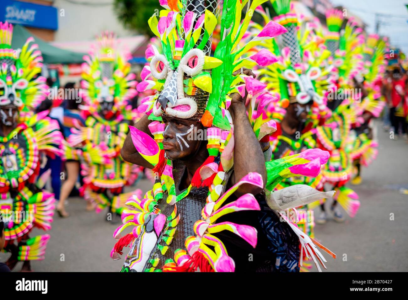 Kalibo, Aklan, Western Visayas, Philippines. A participant in the Ati ...
