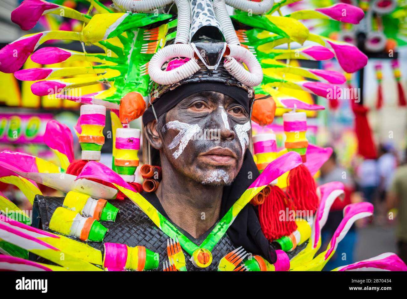 Kalibo, Aklan, Western Visayas, Philippines. A participant in the Ati ...