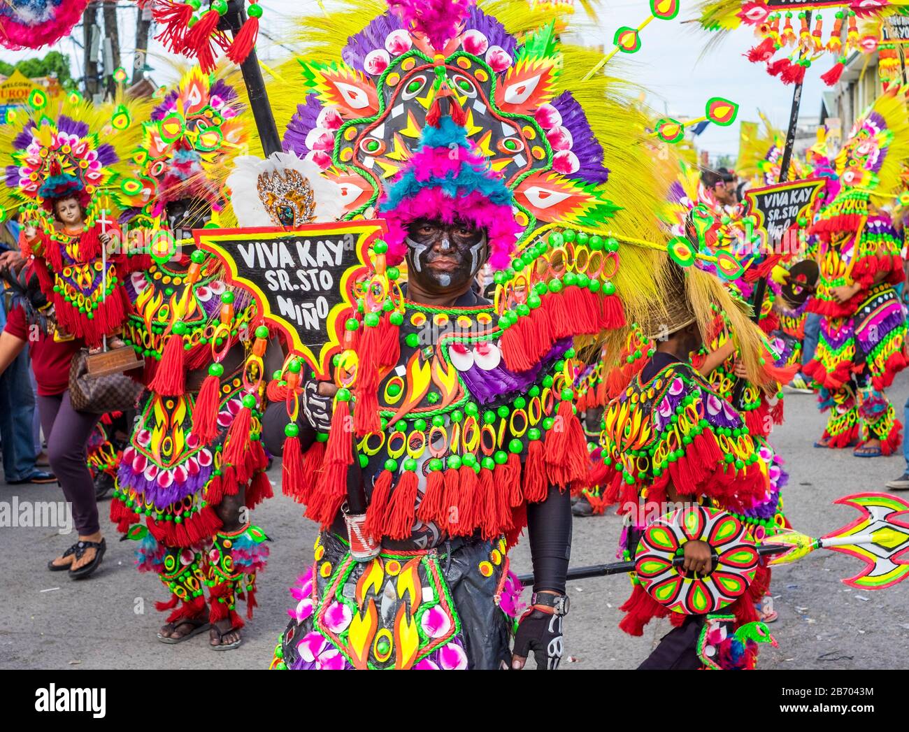 Kalibo, Aklan, Western Visayas, Philippines. A participant in the Ati ...