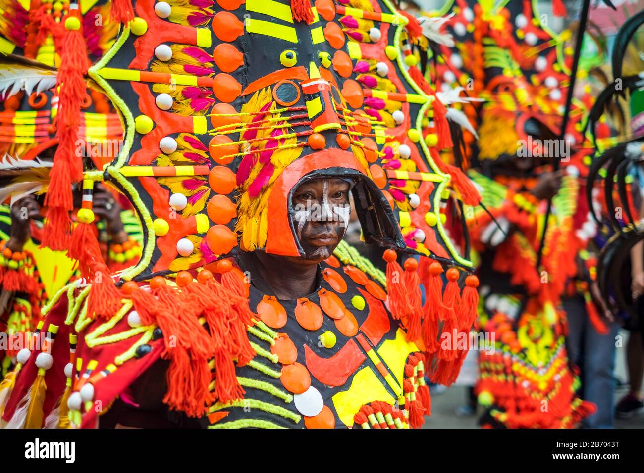 Kalibo, Aklan, Western Visayas, Philippines. A participant in the Ati ...