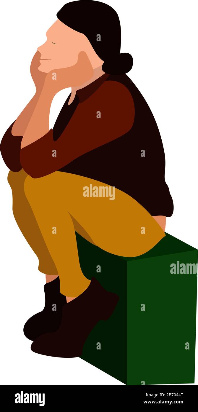 Man thinking, illustration, vector on white background Stock Vector ...