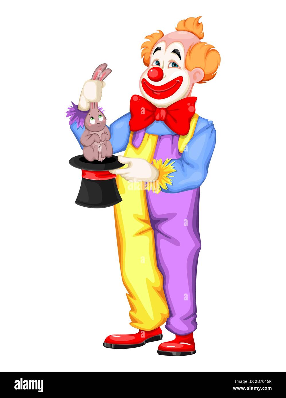 April Fool's day greeting card. Funny clown with hat and bunny. Usable ...