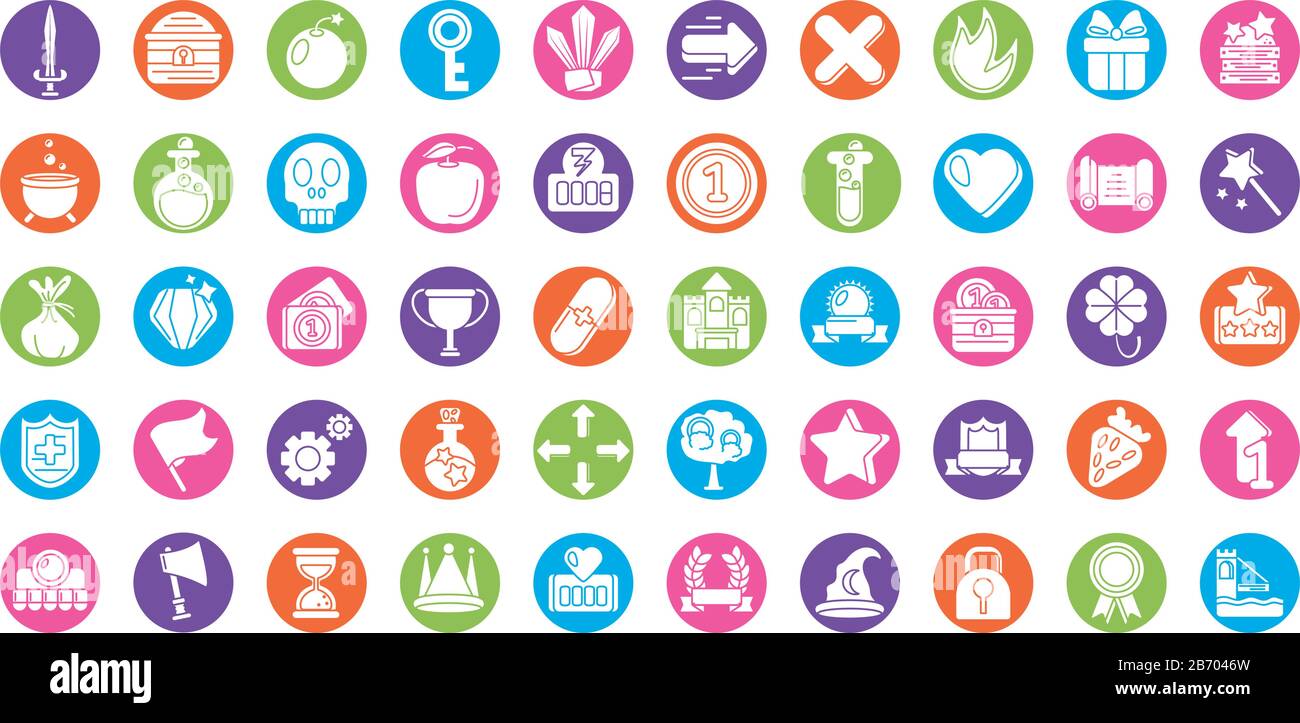 set of icons video game , silhouette style icon vector illustration ...