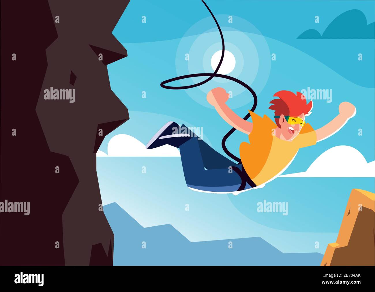 man jumping off with a rope, extreme sport vector illustration design ...