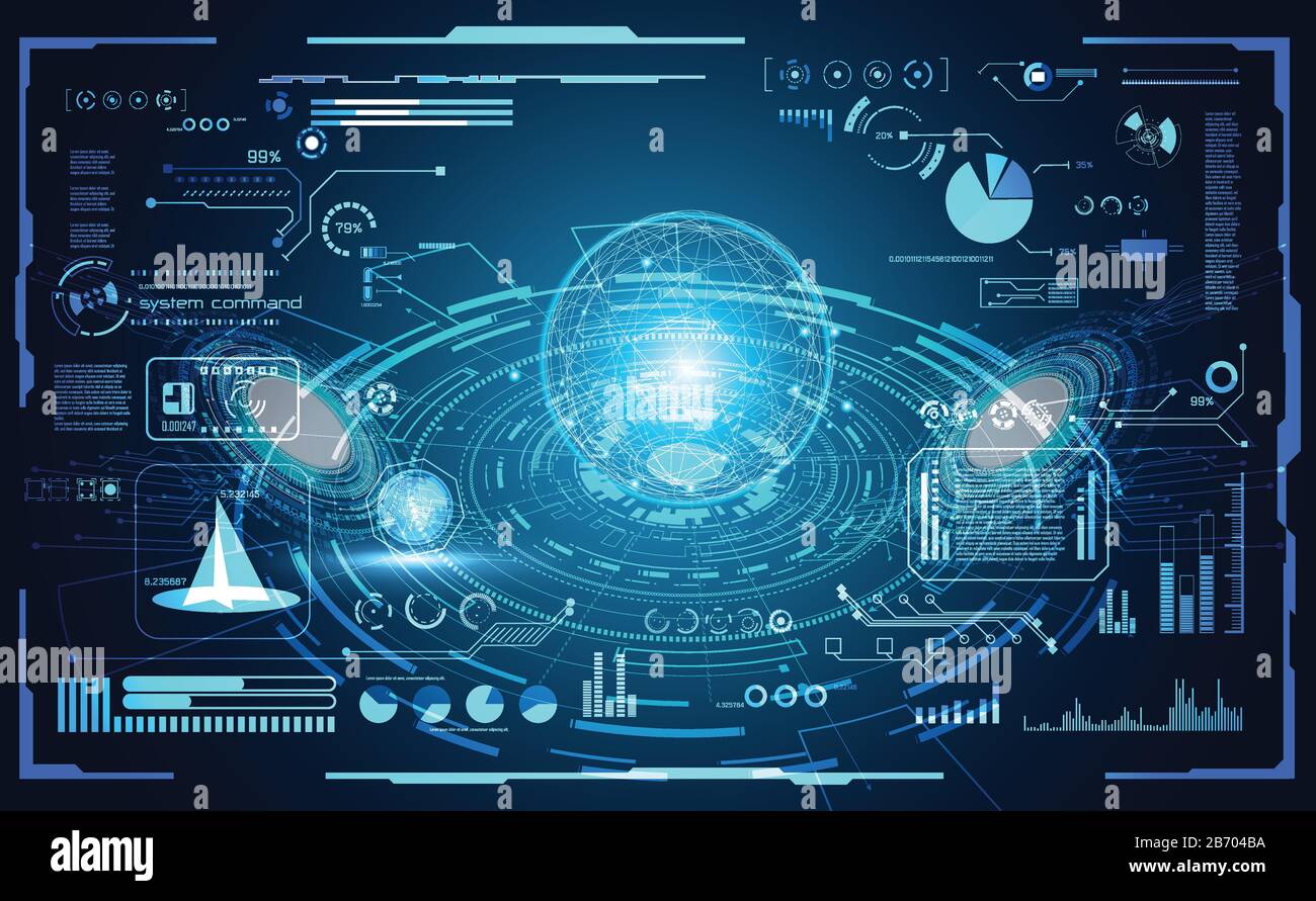 abstract technology ui futuristic concept hud interface hologram elements of digital data chart ...