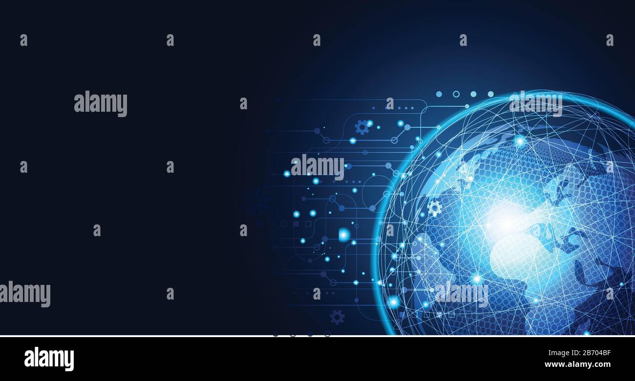 Abstract Global network background world map connection point and line modern design.Vector ...