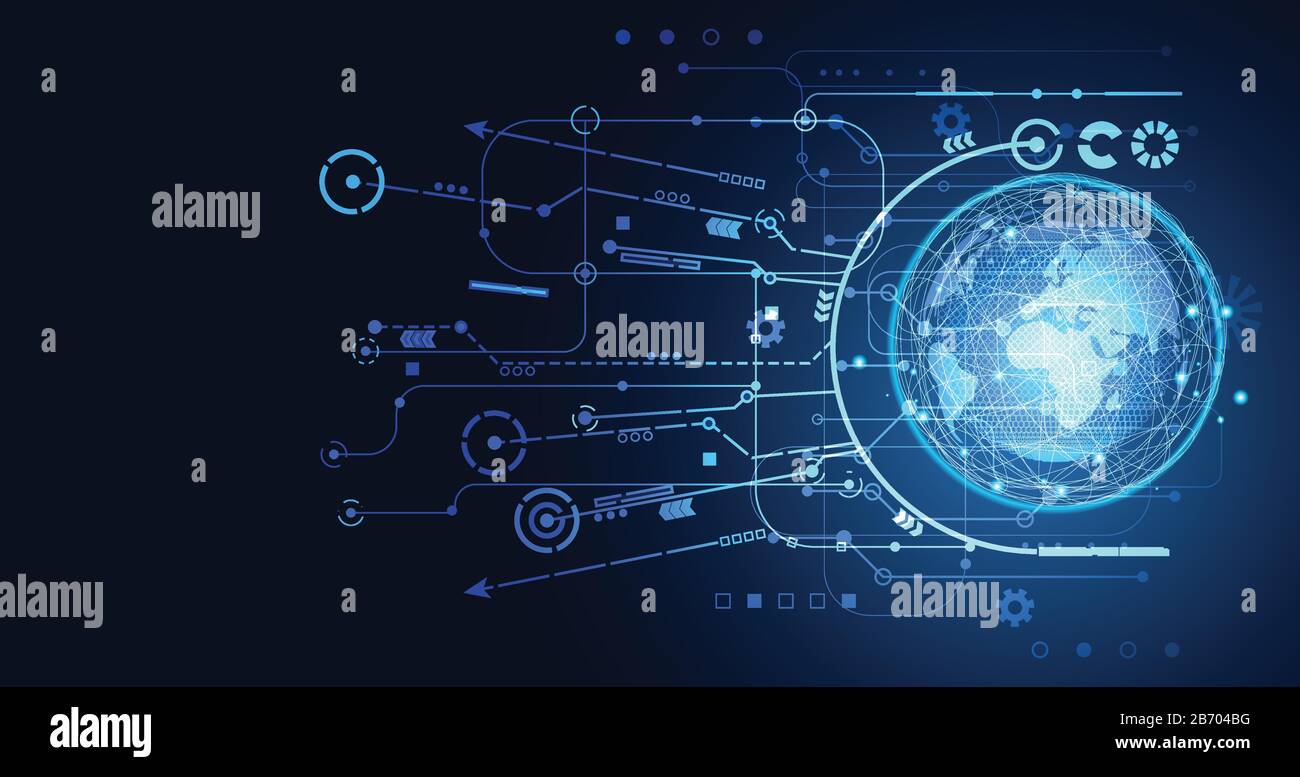 Abstract technology internet world map network connection global ...