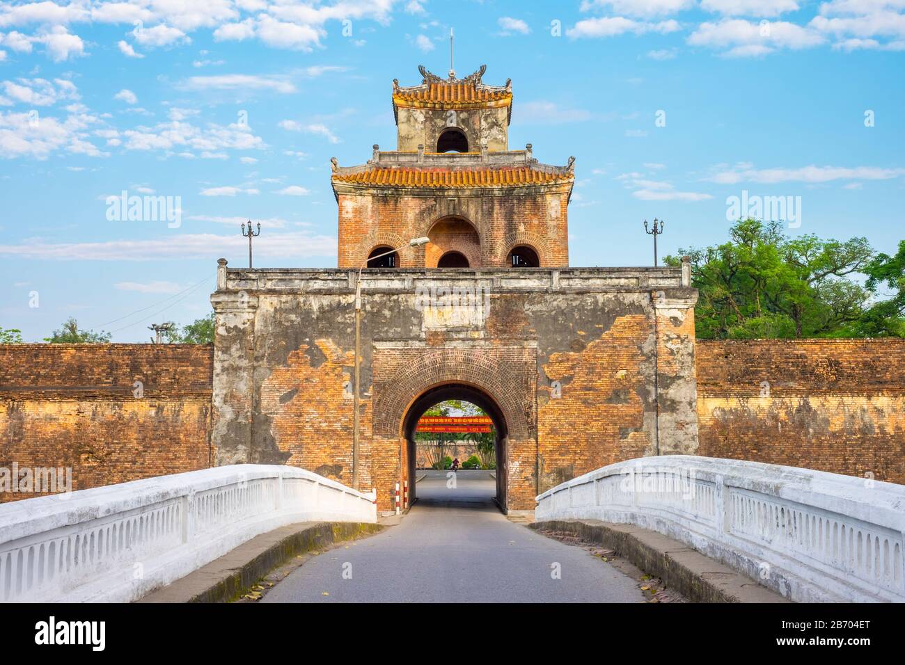 Bridge and gate tower (Cua Ngan) through ancient city walls of Imperial ...