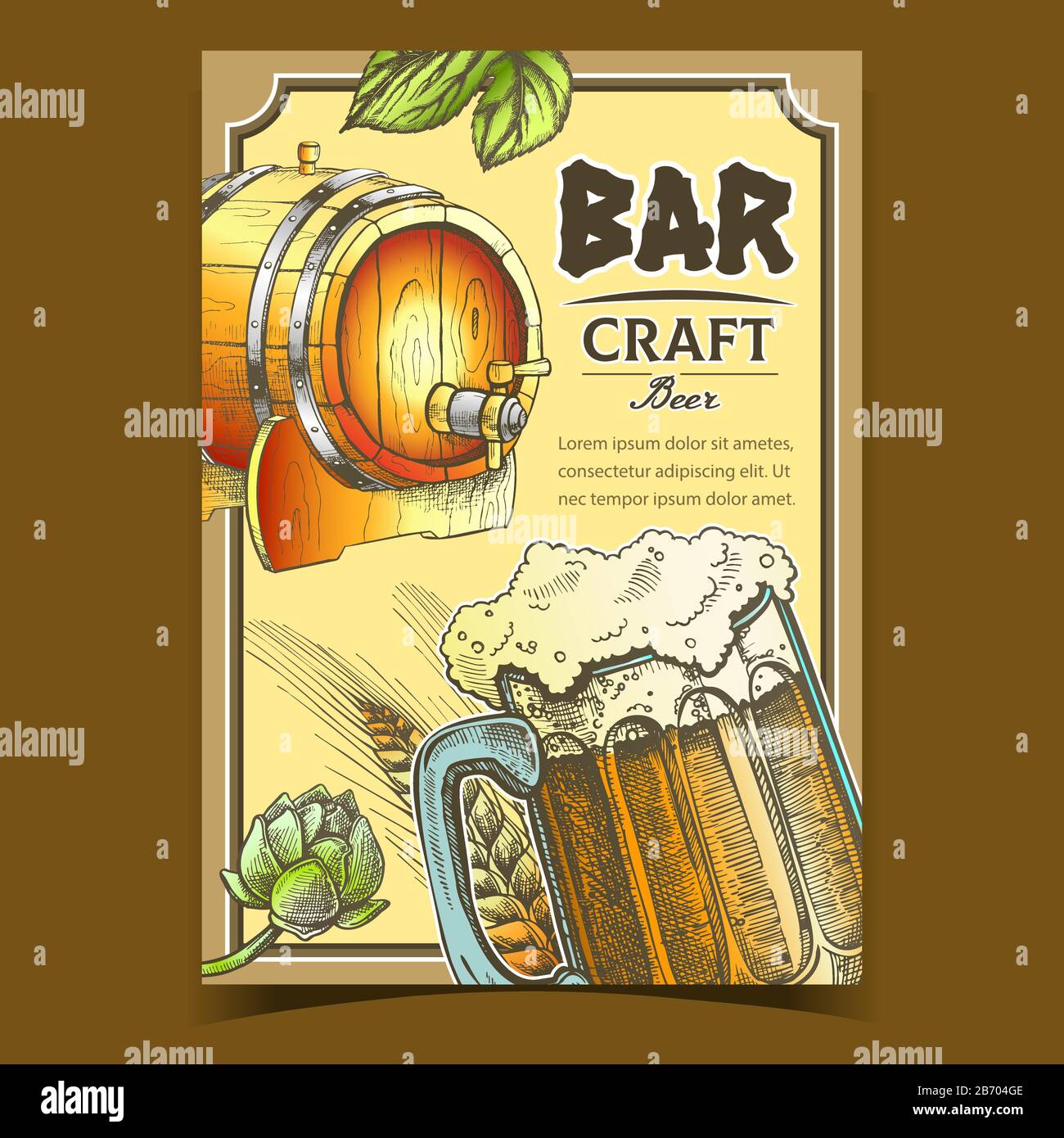 Bar Brewed Craft Beer Advertising Banner Vector Stock Vector Image ...