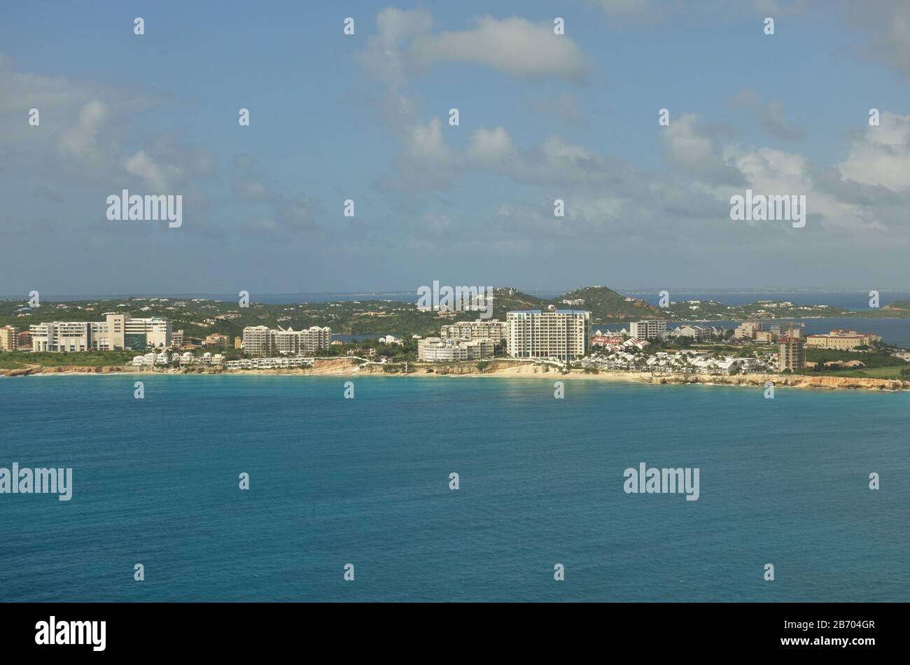 SAINT MARTIN, DUTCH ANTILLES -8 FEB 2020- Aerial view of the tropical ...