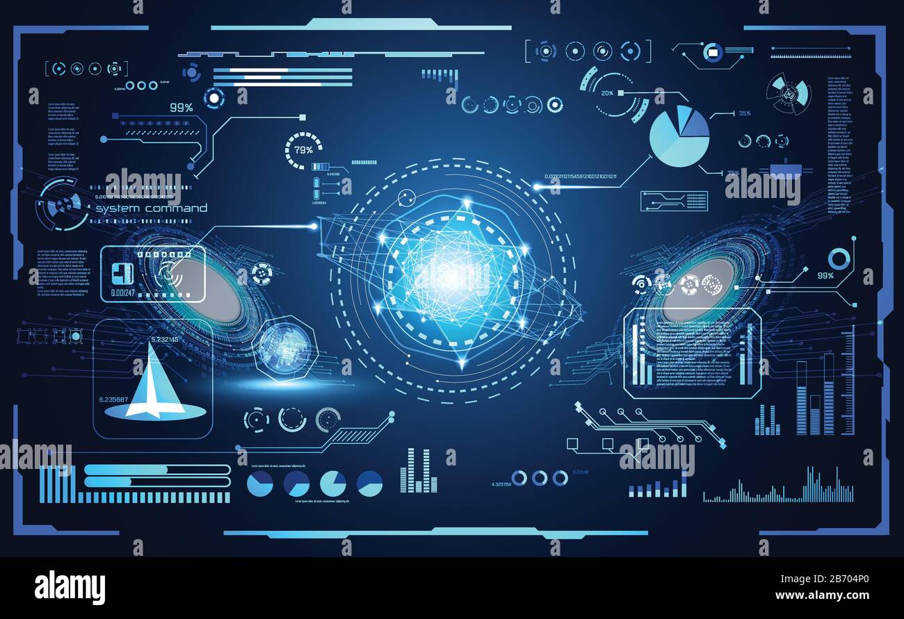 abstract technology ui futuristic concept hud interface hologram elements of digital data chart ...