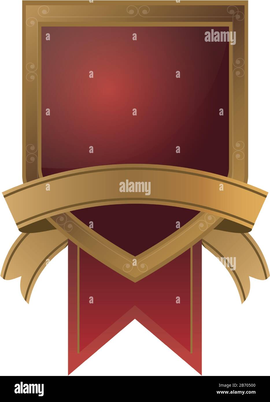 golden shield emblem with ribbon frame Stock Vector Image & Art - Alamy