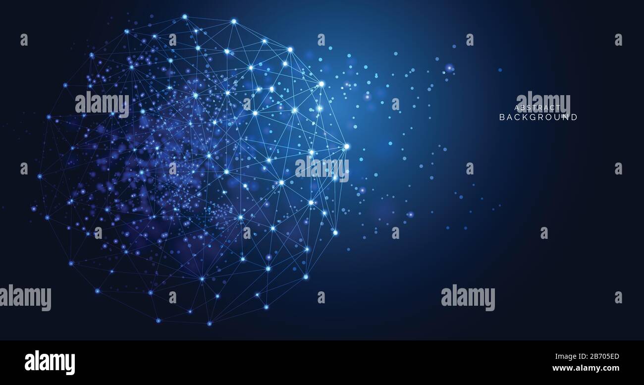 Modern abstract network science connection technology line dot and ...