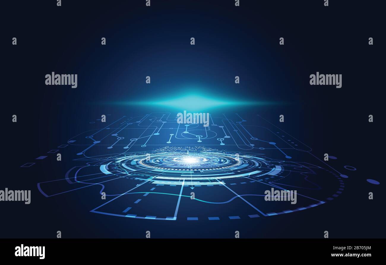 Modern abstract network science connection technology line dot and ...