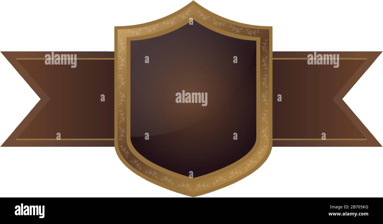 golden shield emblem with ribbon frame Stock Vector Image & Art - Alamy