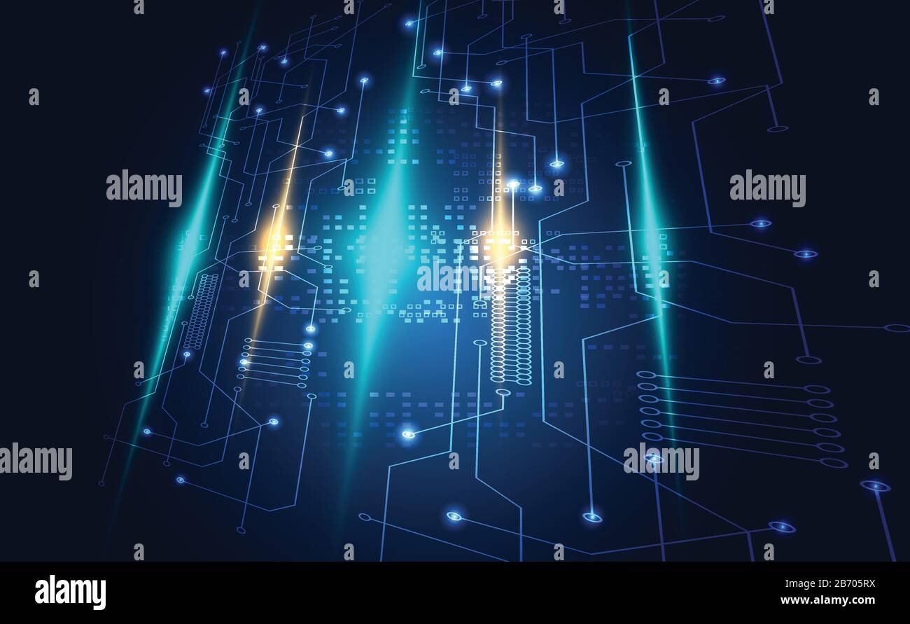 Modern abstract network science connection technology line dot and ...