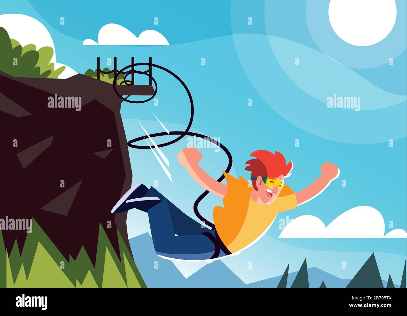 Cartoon illustration brave man jumping hi-res stock photography and ...