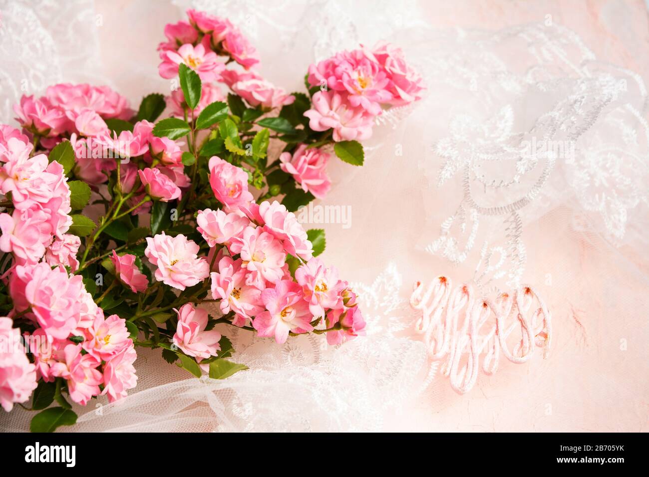 Soft Pink color Roses Arrangement Romantic Background Stock Photo - Alamy