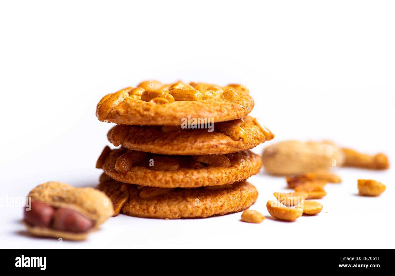Group of cookies with peanuts on mat Stock Photo - Alamy