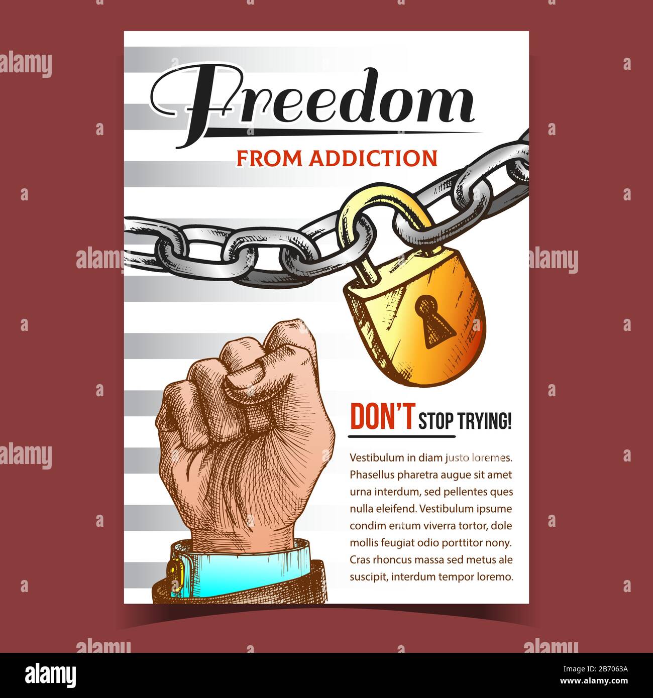 Freedom From Addiction Advertising Poster Vector Stock Vector Image ...