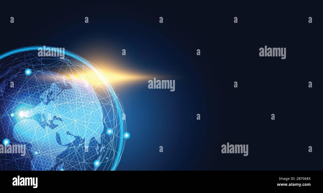 Abstract Global Network Background World Map Connection Point And Line