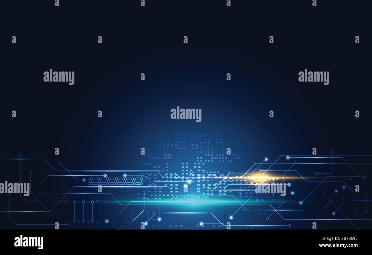 Modern abstract network science connection technology line dot and ...