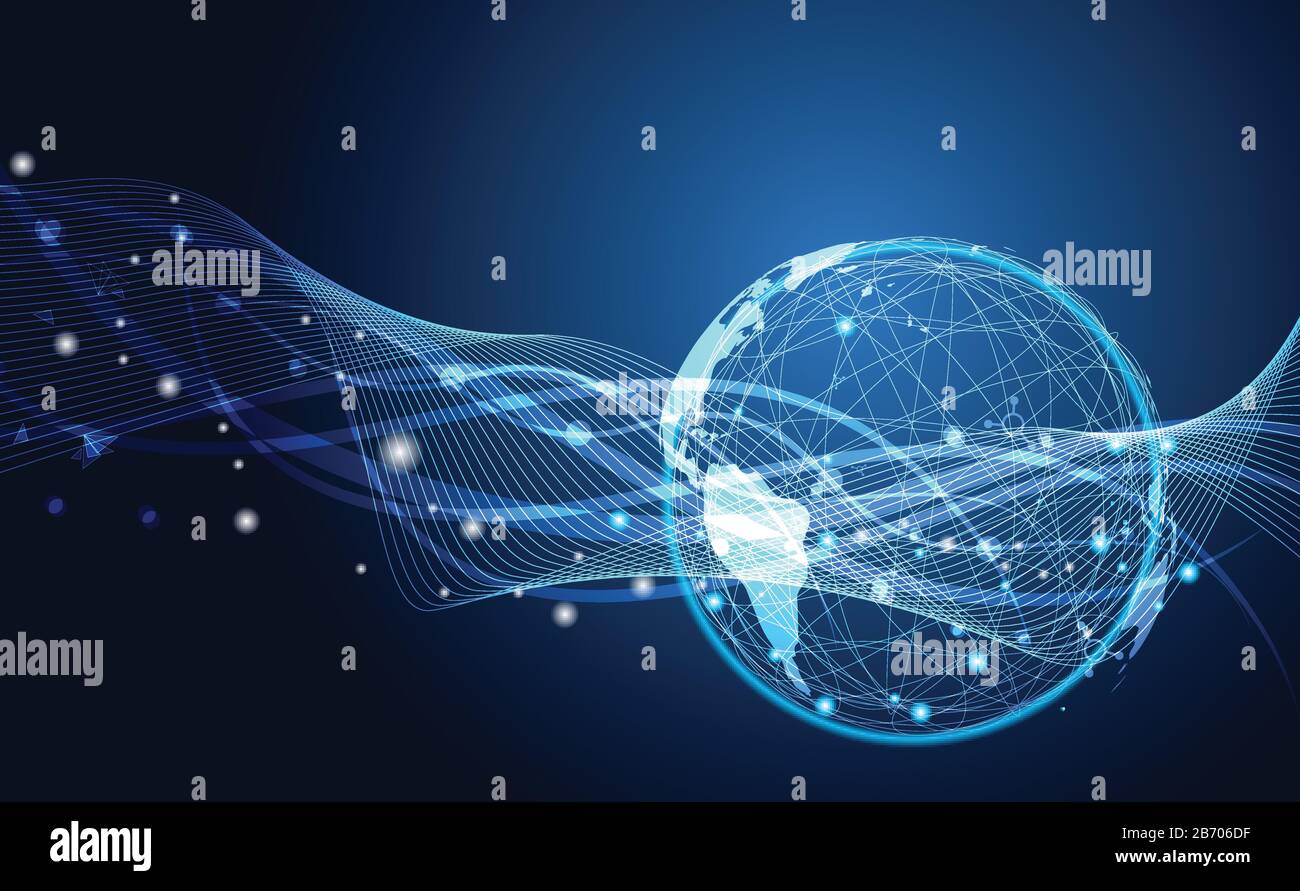 abstract technology concept global network Wave flow connection ...