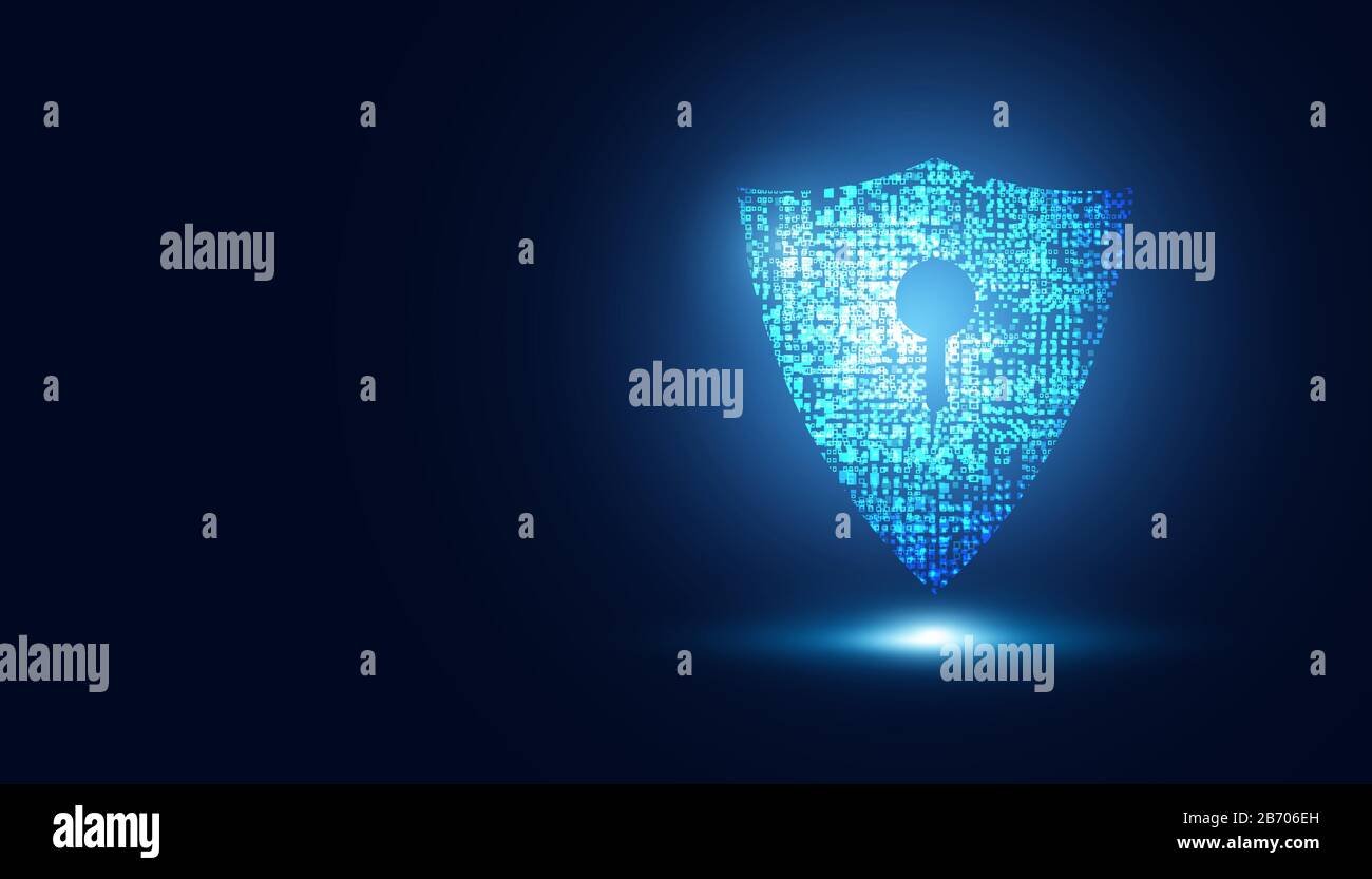 Abstract Cyber security with shield blue circle technology Future cyber background Stock Vector ...