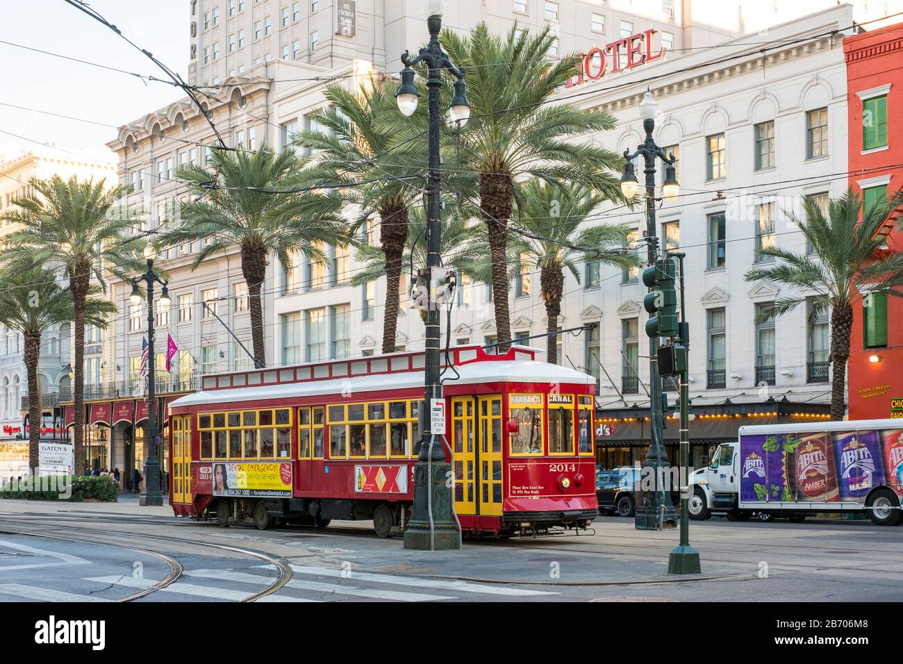Canal Street streetcar line in the French Quarter, New Orleans ...