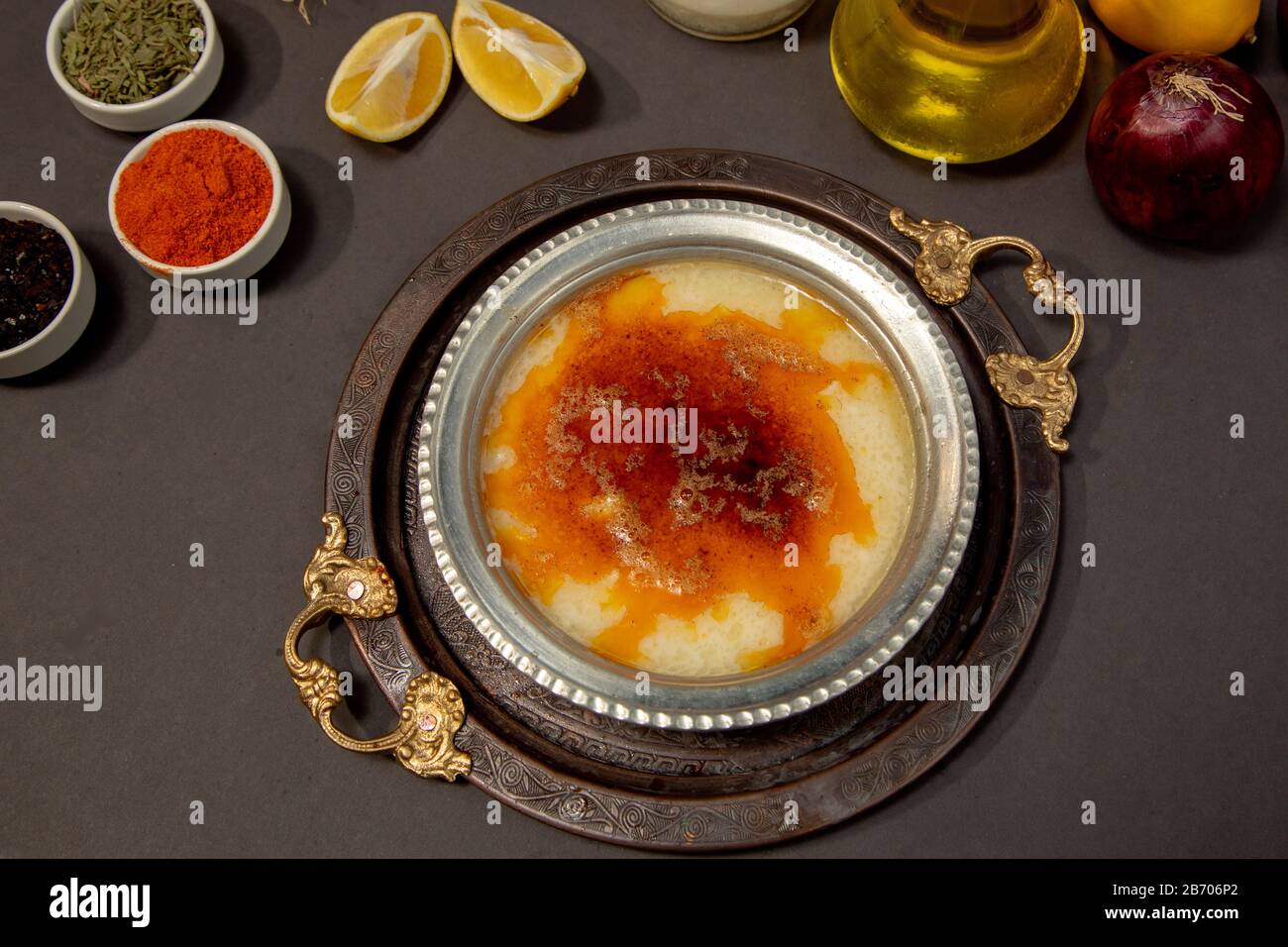 Turkish "iskembe çorbasi", meaning "Tripe soup", consists of lamb or ...