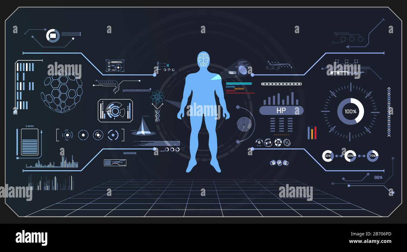abstract health technology ui futuristic hud human interface hologram ...