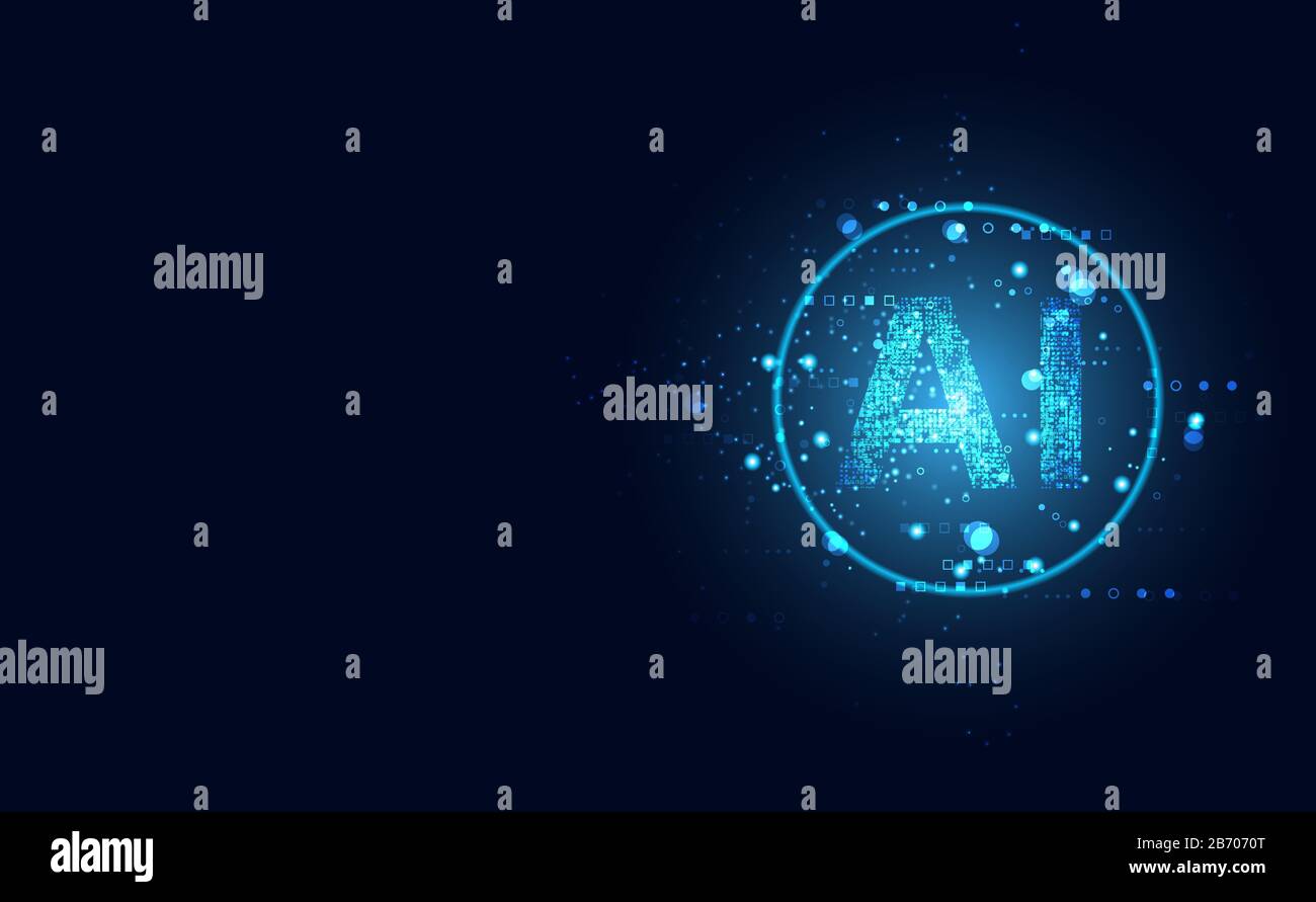 Abstract technology Ai computing on circle concept working data of Artificial intelligence and ...