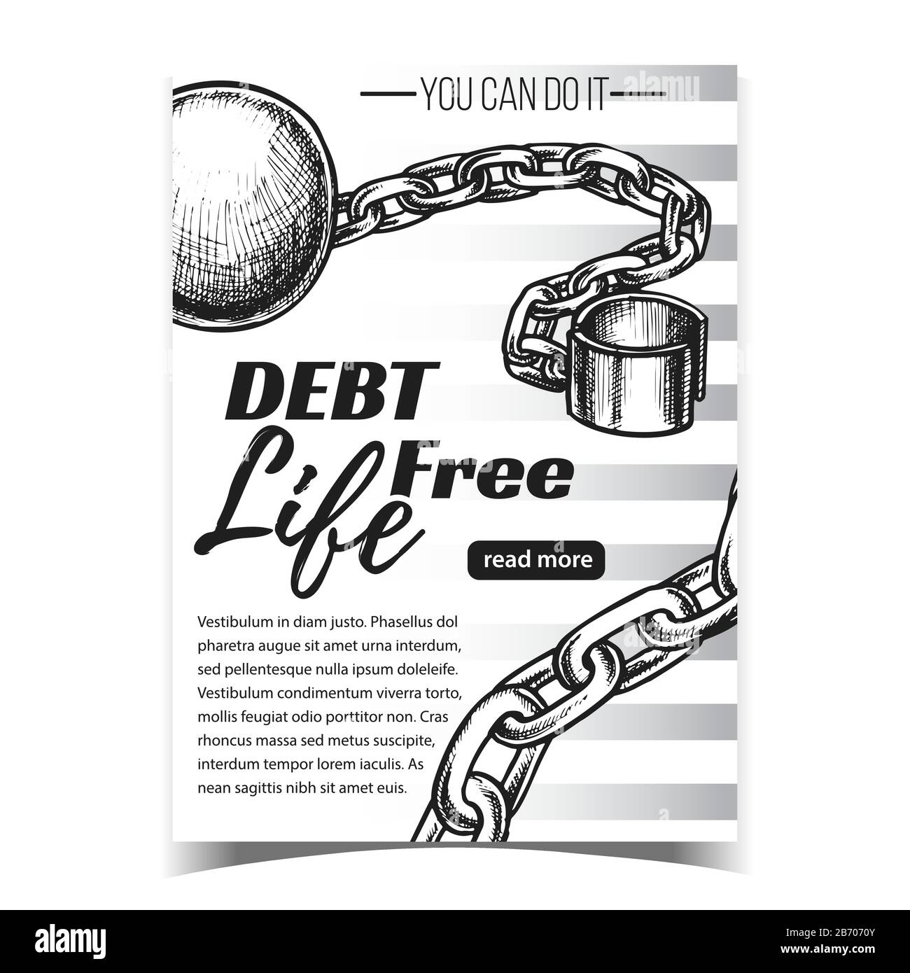 Debt Free Life Chain On Advertising Banner Vector Stock Vector Image ...