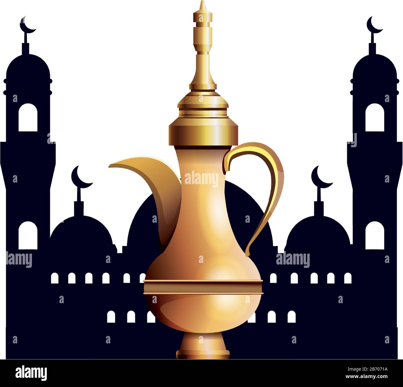 Taj mahal india antique monument building with golden teapot Stock ...