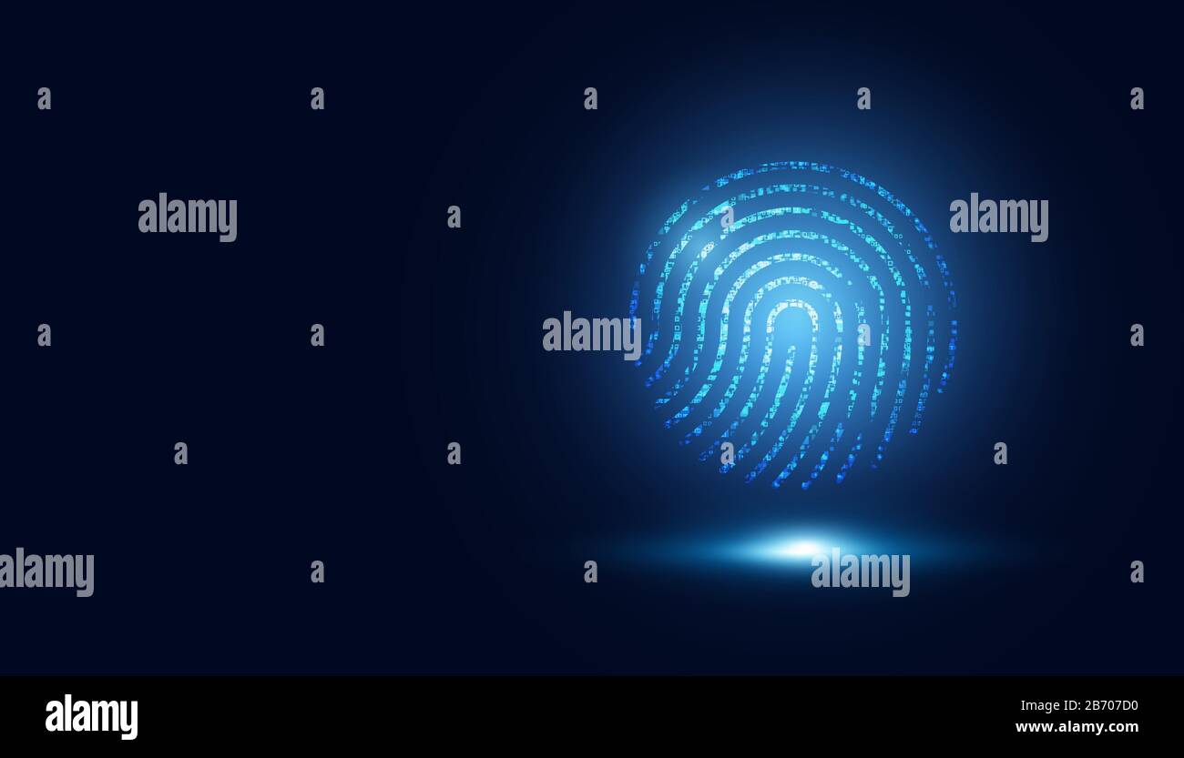 abstract fingerprint on the digital sci fi futuristic background Stock ...