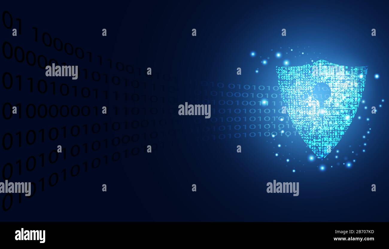 Abstract Cyber security with shield blue circle technology Future cyber background Stock Vector ...
