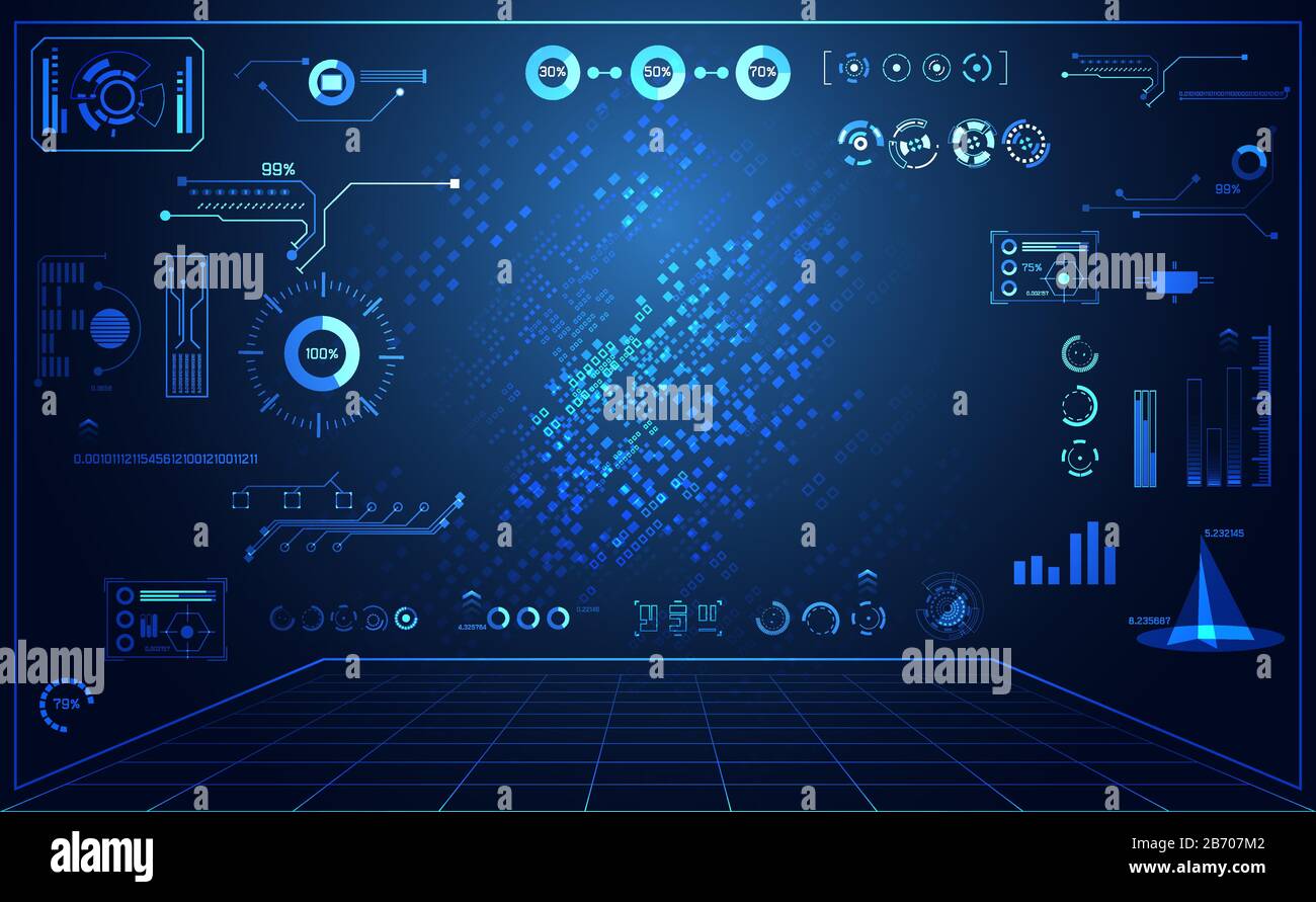 abstract technology ui futuristic concept hud interface hologram elements of digital data chart ...
