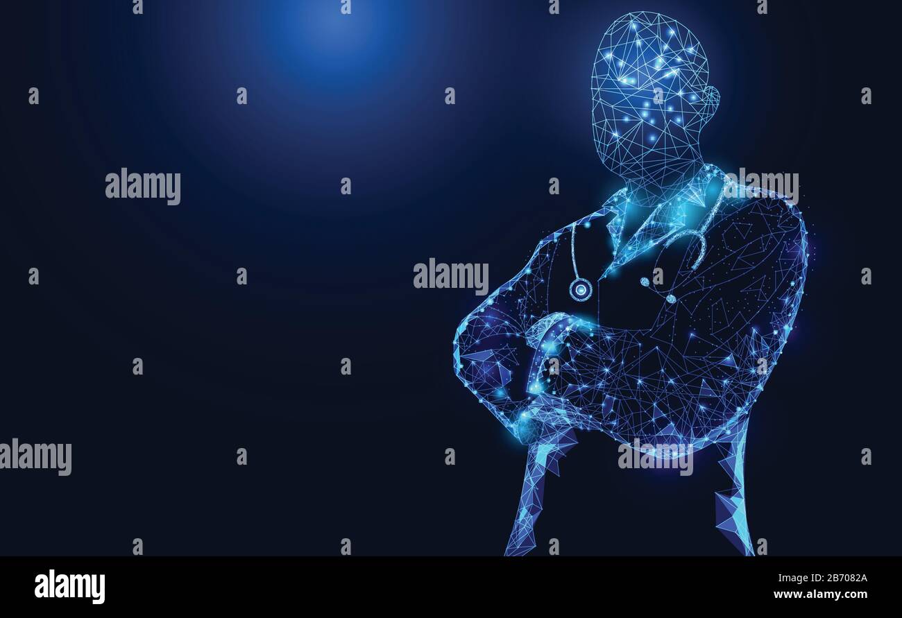 Abstract health medical science consist doctor digital wireframe ...