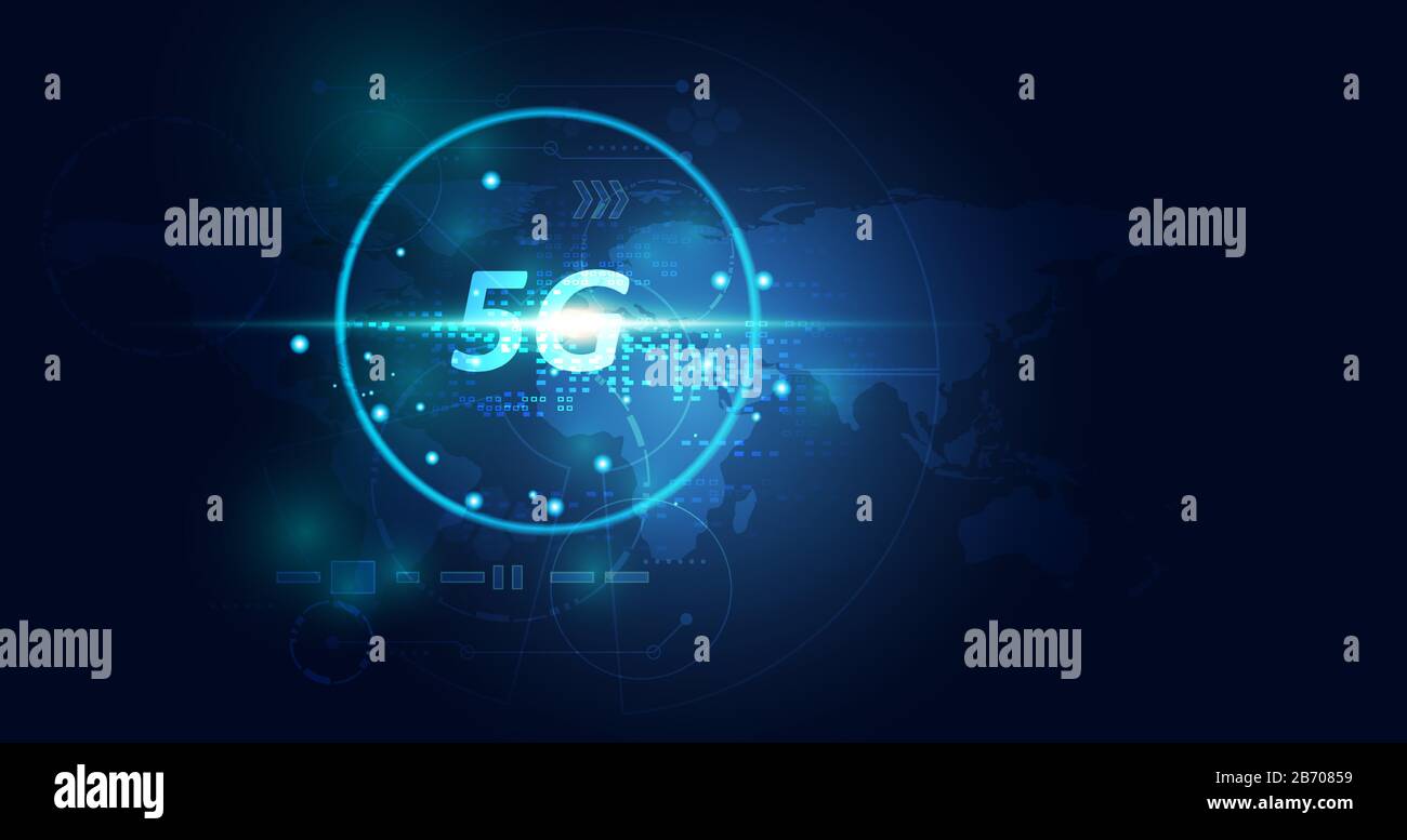 Abstract 5G wireless internet wifi network technology concept map ...
