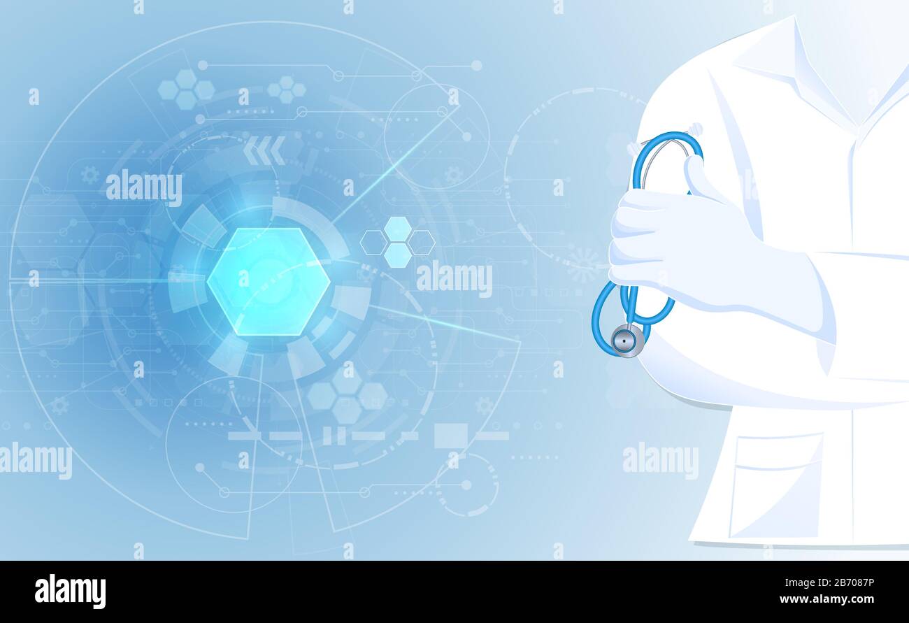 Abstract doctor close up in hospital gown lab coat uniforms with ...