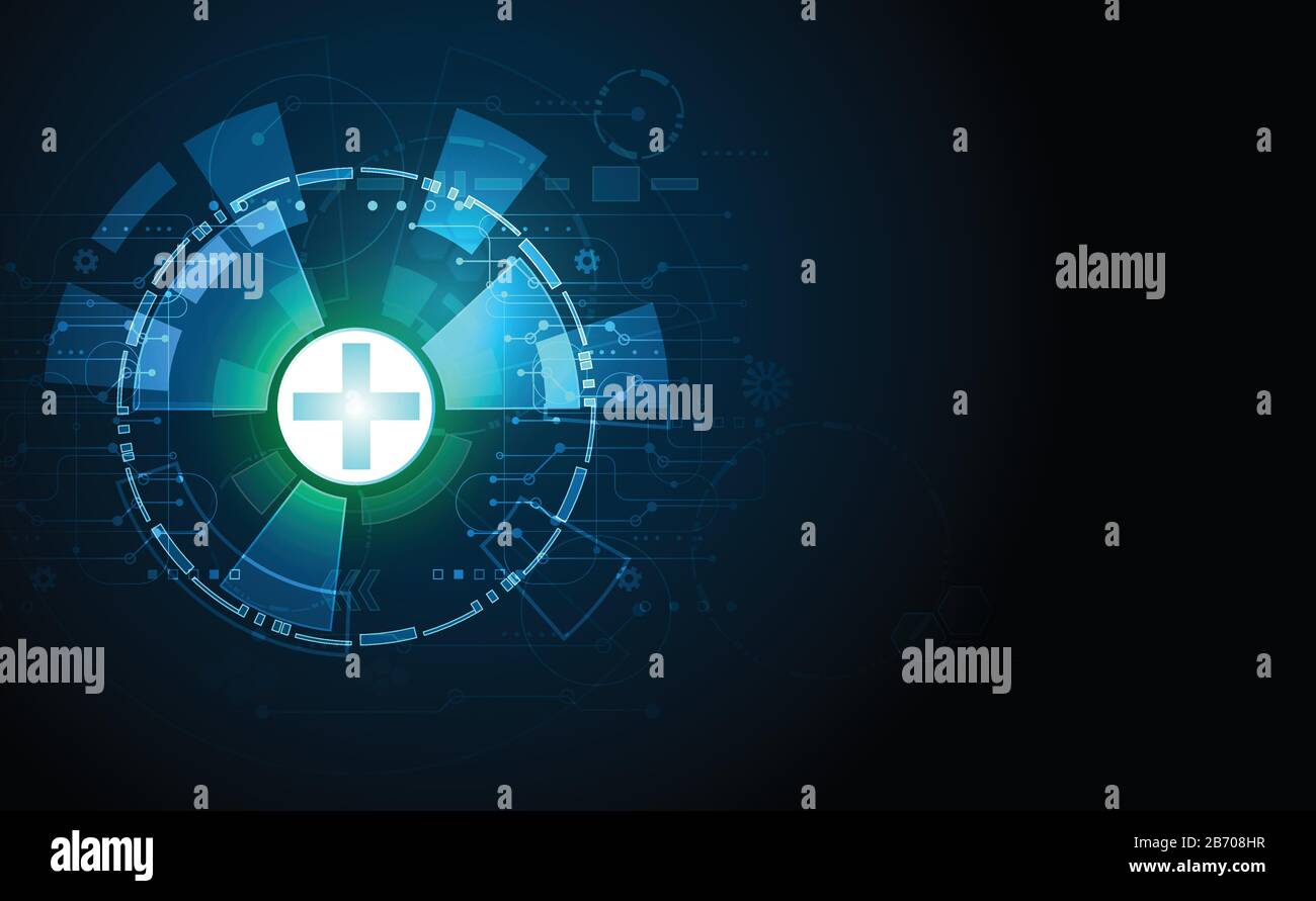 abstract technology background concept health green blue digital circle ...