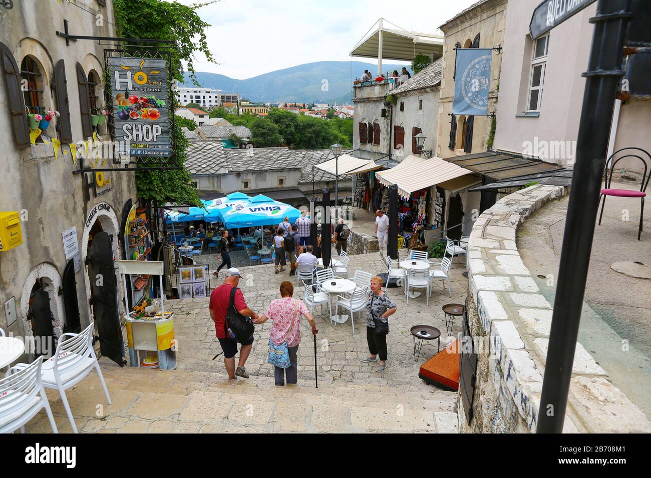 A street scene in the city of Mostar in Bosnia and Herzegovina Stock ...