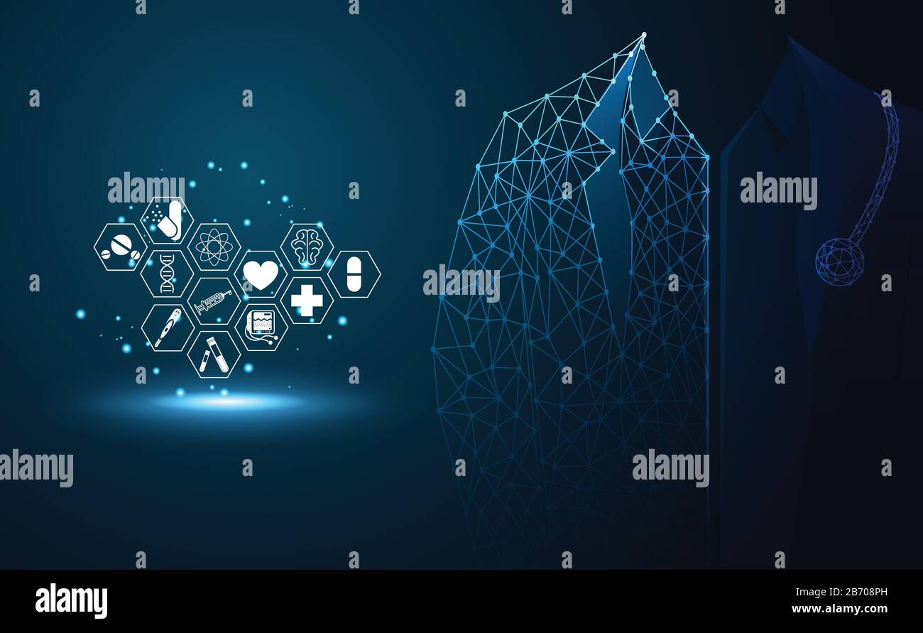 Abstract health medical science healthcare icon digital technology ...