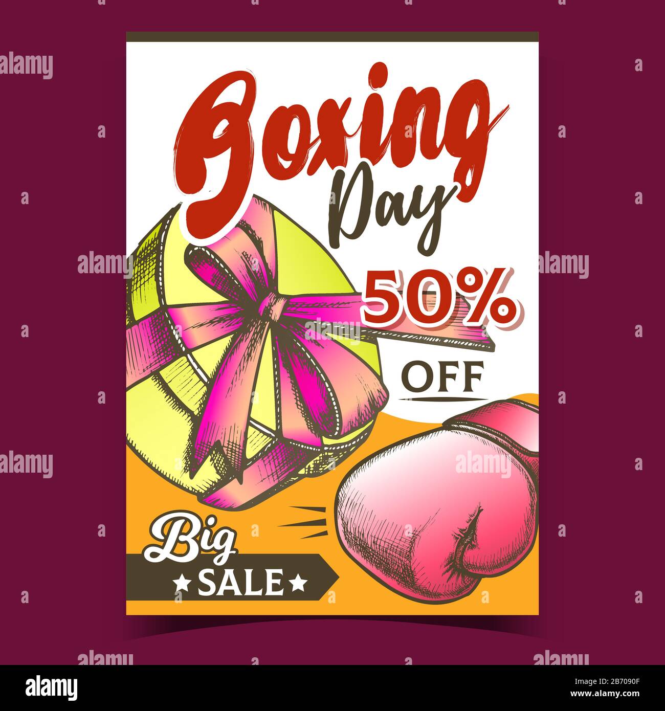 Boxing Day Gift Box Advertising Banner Vector Stock Vector Image & Art ...
