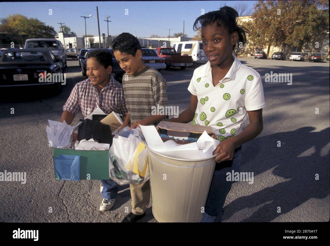 San Antonio, Texas: Students at Hawthorne Elementary School taking out ...