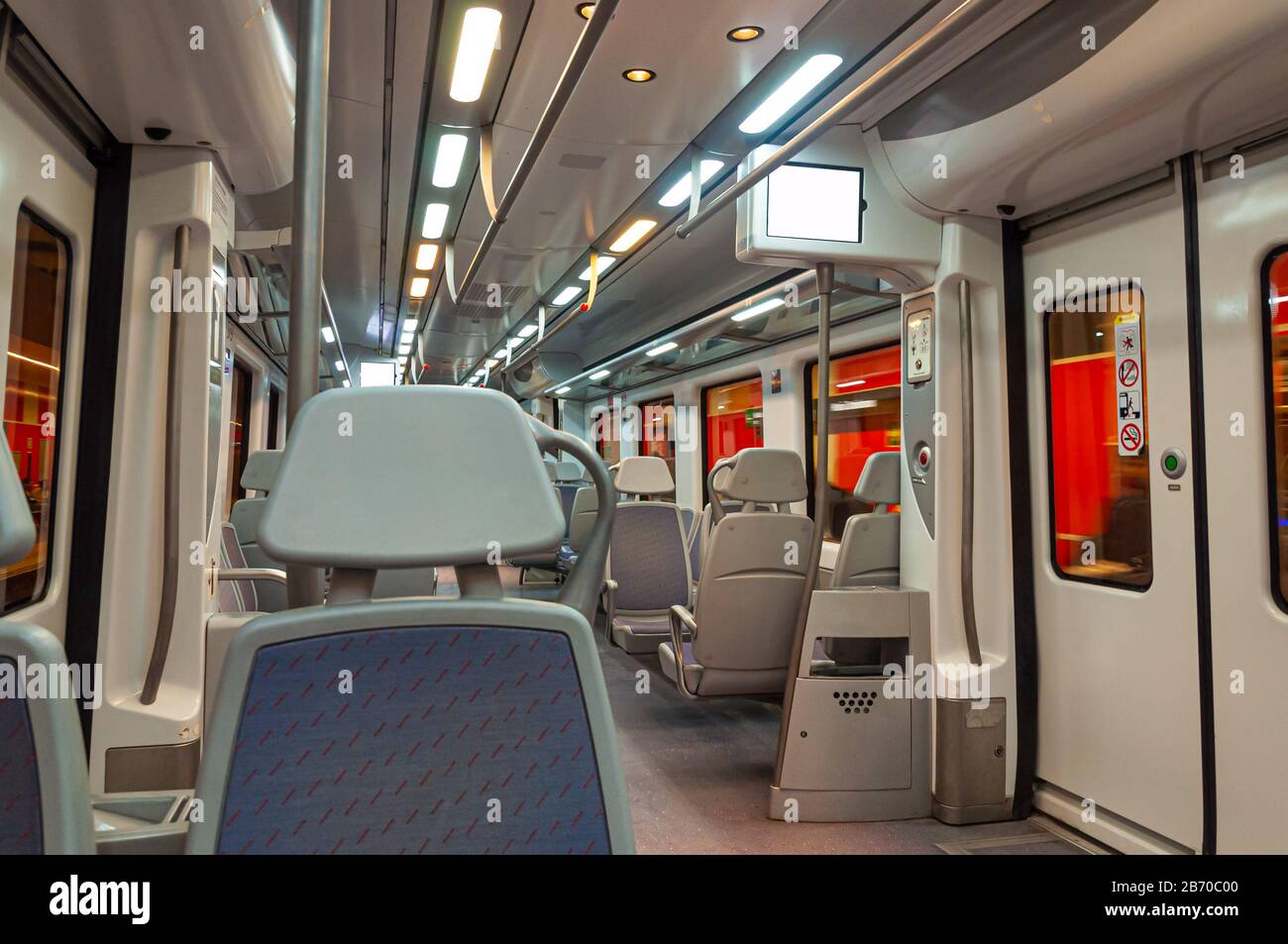 Modern metro train interior Stock Photo - Alamy