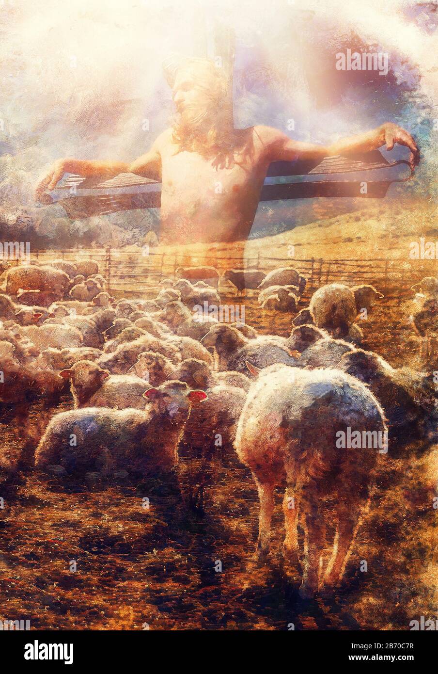 Jesus The Good Shepherd, Jesus and lambs Stock Photo - Alamy
