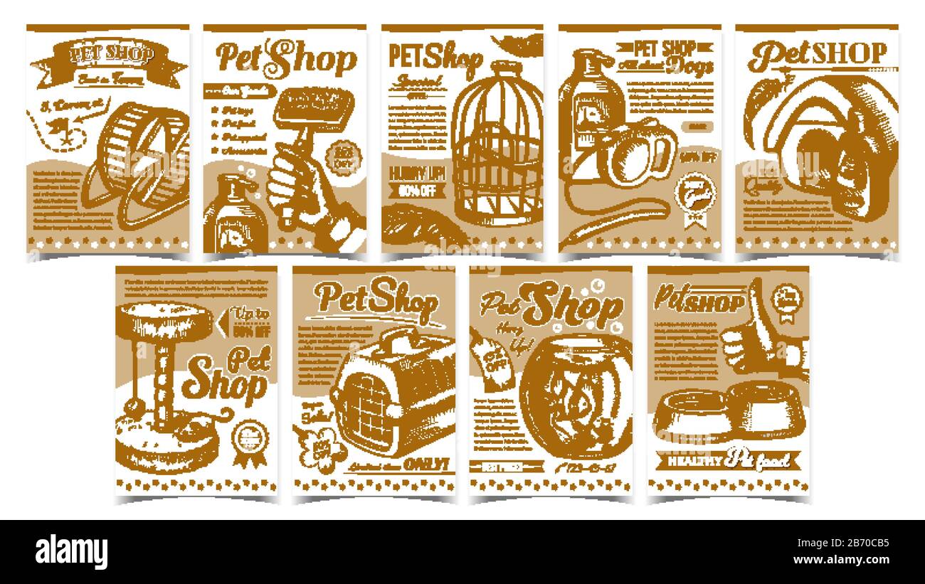 Pet Shop Assortment Advertising Posters Vector Stock Vector Image & Art ...