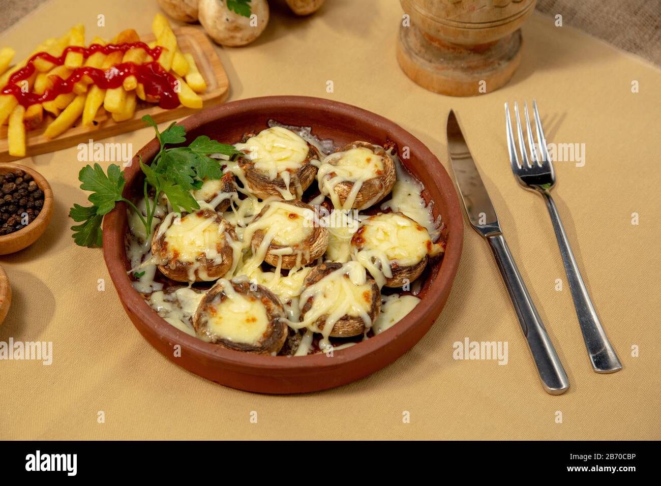 mussroom kebab with cheese Stock Photo - Alamy
